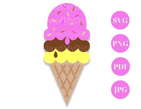 Ice Cream Cone Svg Layered Svg For Cricut Ice Cream Clipart Png