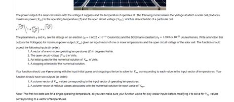 solved the power output of a solar cell varies with the