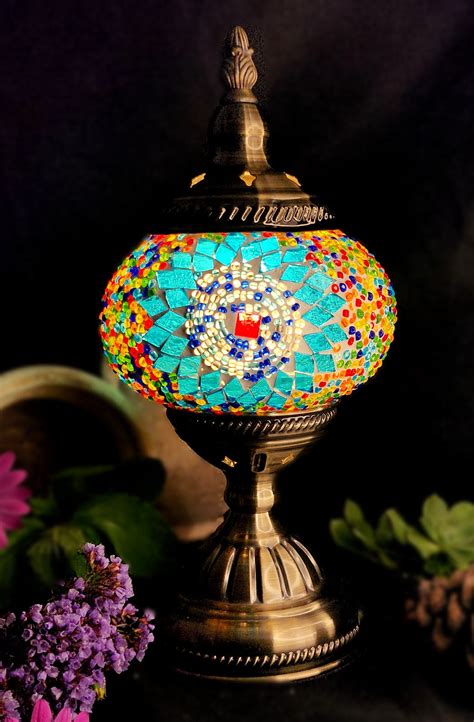 Turkish Mosaic Lamp Blue Sun Multicolour Sultans Treasure