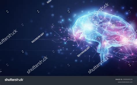 Abstract Digital Brain Network Illuminated Connections Stock