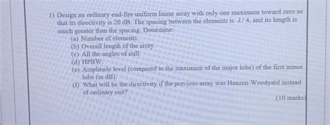 1 Design An Ordinary End Fire Uniform Linear Array