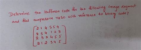 Solved Determine The Huffman Code For The Following Image Chegg