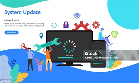 시스템 업데이트 개선 새로운 버전을 변경 합니다 웹 방문 페이지 Ui 모바일 앱 배너 템플릿에 적합 한 인물 문자로 업데이트