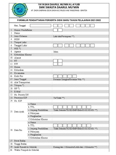 Formulir Ppdb Smk Pdf Formulir Ppdb Smk Pdf