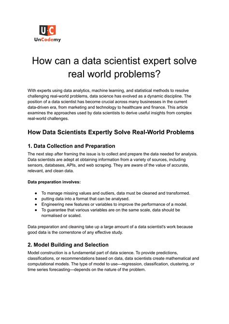 How Can A Data Scientist Expert Solve Real World Problems Pdf