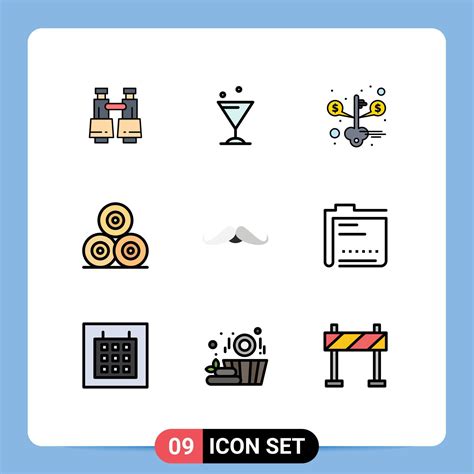 Pictogram Set Of 9 Simple Filledline Flat Colors Of Movember Moustache Money Village Hays