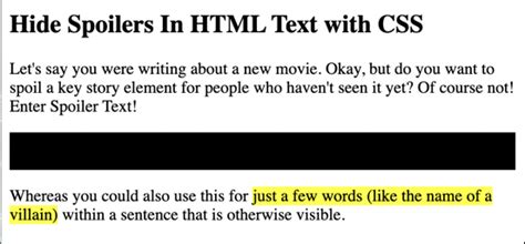 How Can I Hide Or Redact Spoiler Text On A Web Page