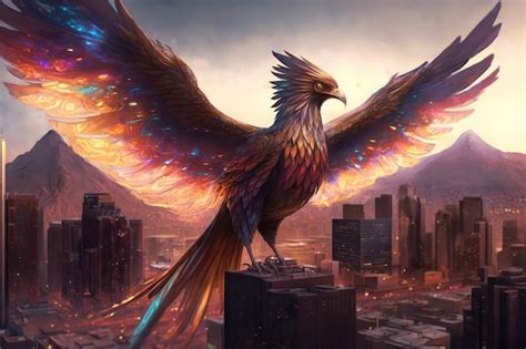Premium Ai Image Mix Of Fantasy And Reality Featuring Phoenix