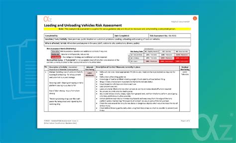 Ra Hs41 Loading And Unloading Vehicles Risk Assessment