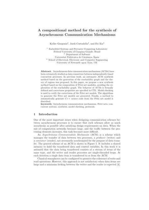 Pdf A Compositional Method For The Synthesis Of Asynchronous