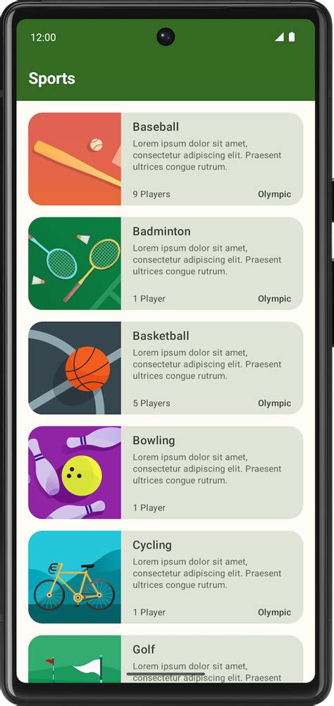 exercício criar o app sports android developers