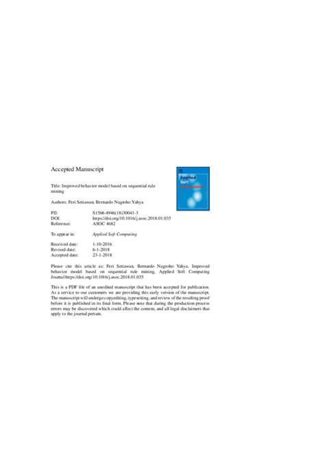 Pdf Improved Behavior Model Based On Sequential Rule Mining Feri Setiawan