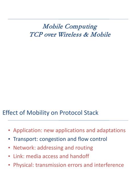 Mobile Computing Wireless Tcp Network Congestion Transmission