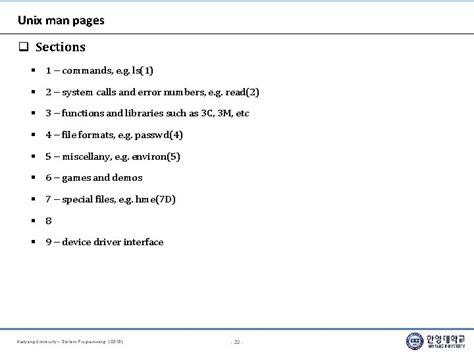 Unix System Overview System Programming 2018 Hanyang University