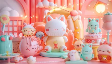 Sweet And Gentle 3d Pastel Character Renders Stock Illustration