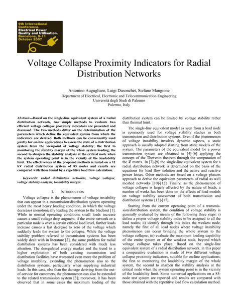 Pdf Voltage Collapse Proximity Indicators For Radial Distribution Networks