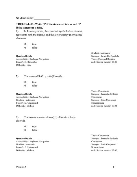 Chapter 3 Structure And Properties Of Ionic Version 1 Student Name