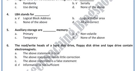 Adamjee Coaching Storage Devices Mcqs Computer Ix