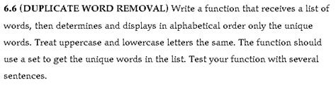 Solved 66 Duplicate Word Removal Write A Function That