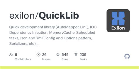 Github Exilonquicklib Quick Development Library Automapper Linq Ioc Dependency Injection