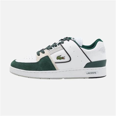 Mens Lacoste Court Cage White Green Suede Trainers