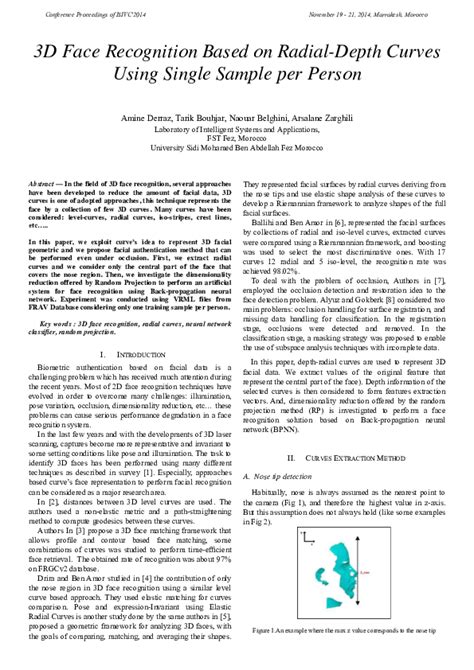 Pdf 3d Face Recognition Based On Radial Depth Curves Using Single Sample Per Person