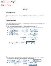 Understanding Density Prelab Questions And Concepts Course Hero