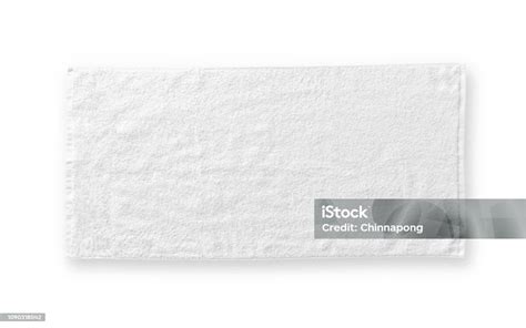 백색 면 수건 서식 파일 직물 클리핑 경로와 흰색 배경에 고립 된와 퍼를 조롱 평면 상단 보기 수건에 대한 스톡 사진 및 기타