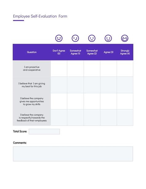 Employee Self Evaluation Form Template Visme In 2024 Evaluation Form Evaluation Employee