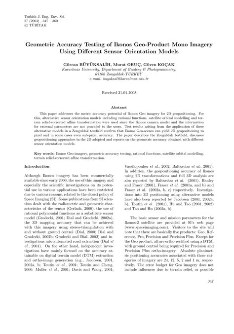 Pdf Geometric Accuracy Testing Of Ikonos Geo Product Mono Imagery Using Different Sensor