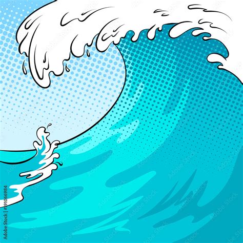 Water Wave Background Pop Art Vector Illustration Stock Vector Adobe