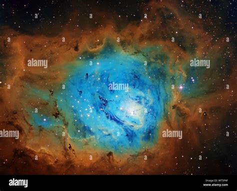 Great Lagoon Nebula In Sagittarius Messier 8 Hubble Palette Stock