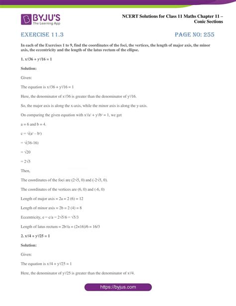 Ncert Solutions For Class 11 Maths Chapter 11 Conic Sections
