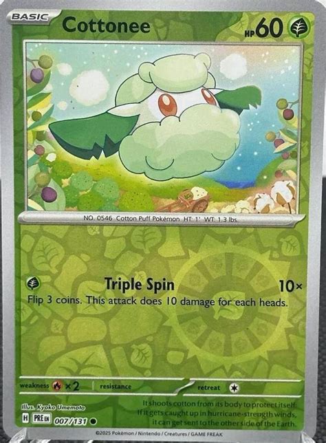 Trading Cards Cottonee 7 131 Reverse Holo Pokemon Scarlet And Violet Prismatic Evolutions 2025