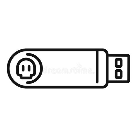 Usb Virus Data Icon Outline Vector Hacker Error Stock Vector