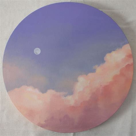 Class101 원형캔버스에 그리는 핑크 구름 안개 낀 숲 몽환적인 유화그림