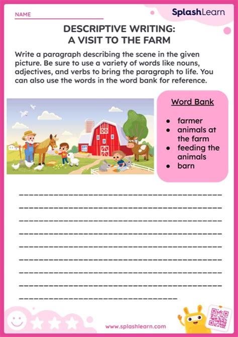 Descriptive Writing A Visit To The Farm Worksheet