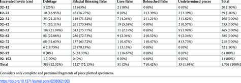 Flake Classes Represented In The Lithic Assemblage Download Table