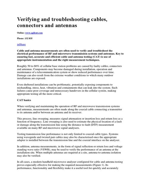 Verifying And Troubleshooting Cables Download Free Pdf Antenna Radio Transmission Line