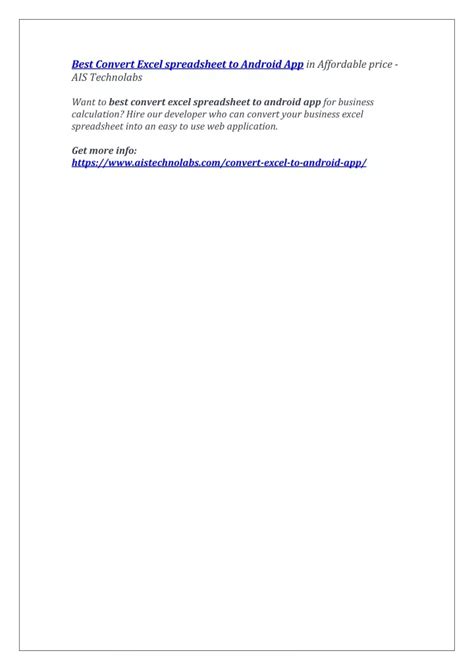 Ppt Best Convert Excel Spreadsheet To Android App In Affordable Price Ais Technolabs