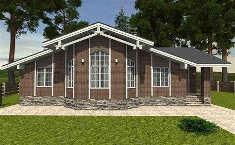 Проект небольшого загородного одноэтажного дома в стиле шале На первом этаже дома размещены две