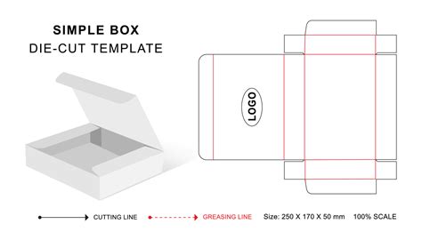 Simple Box Die Cut Template 23787974 Vector Art At Vecteezy