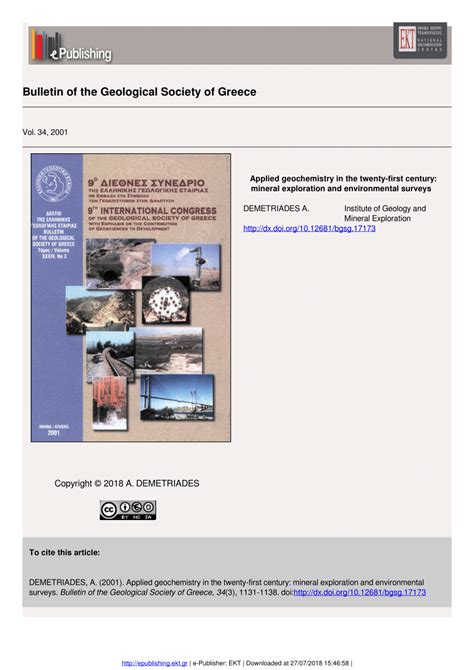Pdf Applied Geochemistry In The Twenty First Century Mineral
