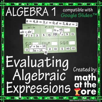 Evaluating Algebraic Expressions For Google Slides By Math At The Core
