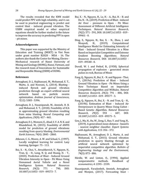 Application Of The K Nearest Neighbors Algorithm For Predicting Blast Induced Ground