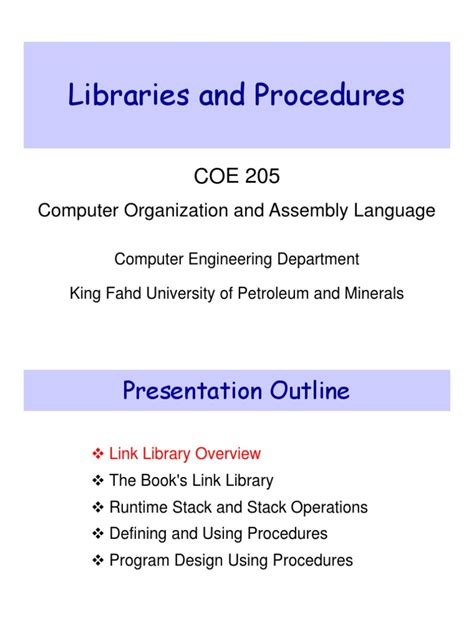 libraries and procedures computer organization and assembly language