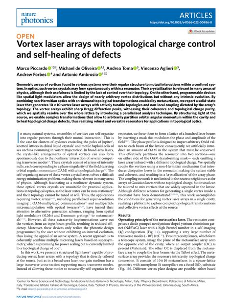 Pdf Vortex Laser Arrays With Topological Charge Control And Self Healing Of Defects
