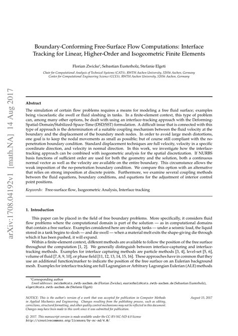 pdf boundary conforming free surface flow computations interface