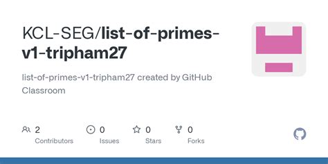 Github Kcl Seglist Of Primes V1 Tripham27 List Of Primes V1