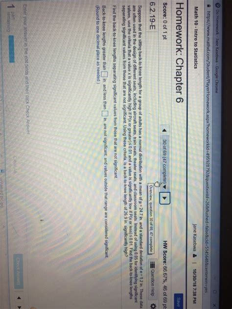 Solved Math 10 Intro To Statistics Homework Chapter 6